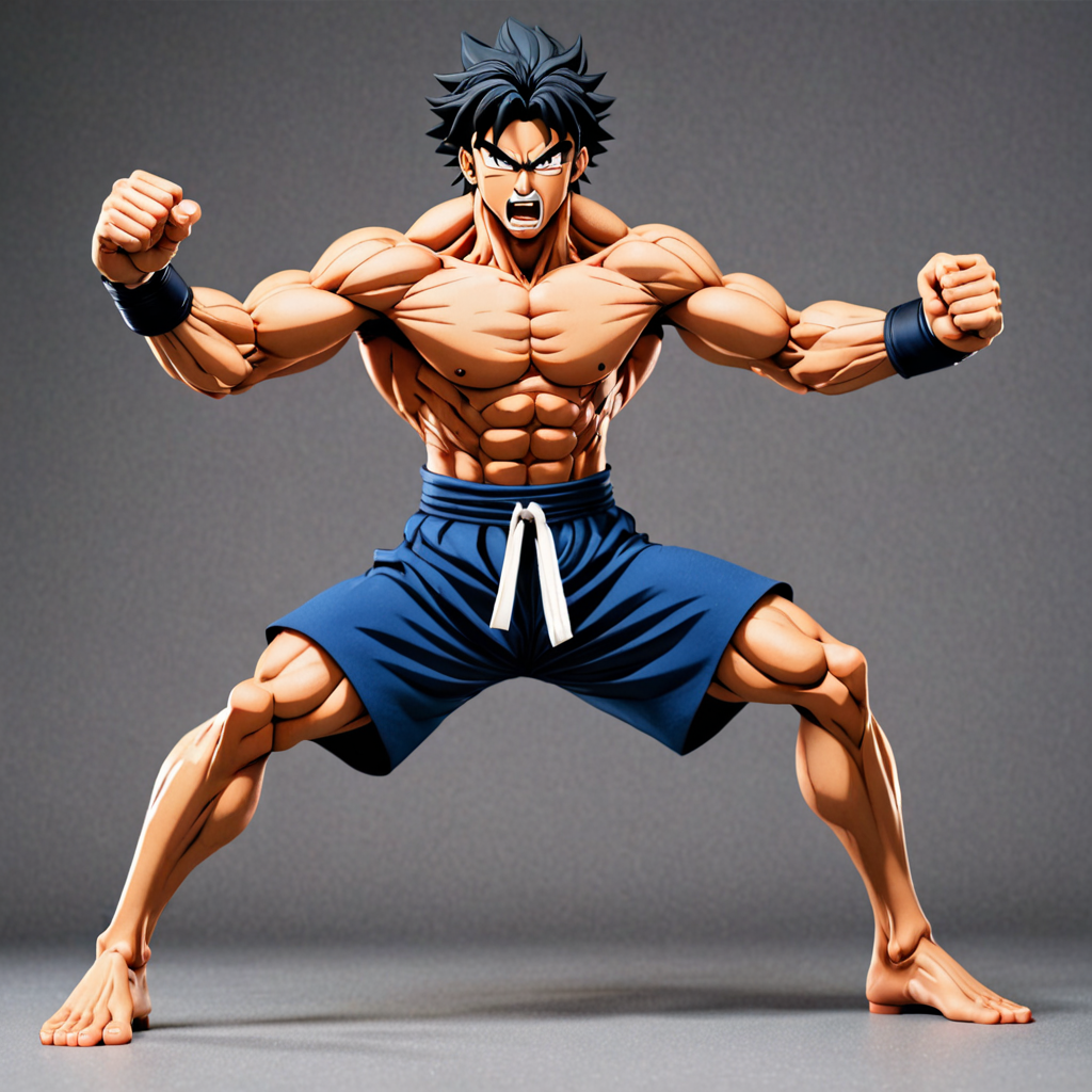 very angry anime fighter in a dinamic pose