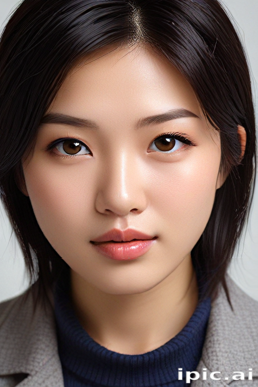 Portrait of a Young Woman with Elegant Features and Warm Expression