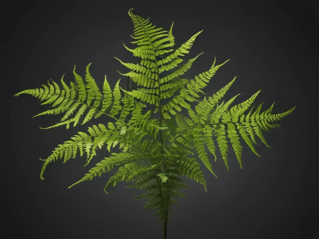 Elegant Green Fern Displaying Intricate Leaf Patterns on Dark Background