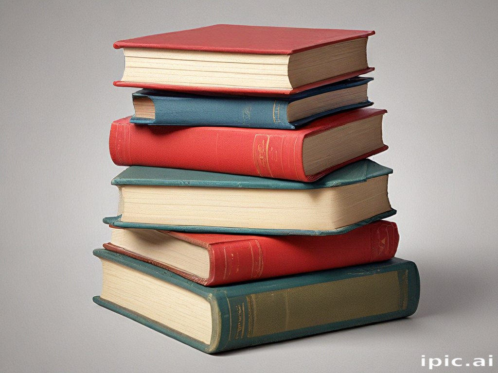 Stack of Vintage Books in Various Colors on a Neutral Background