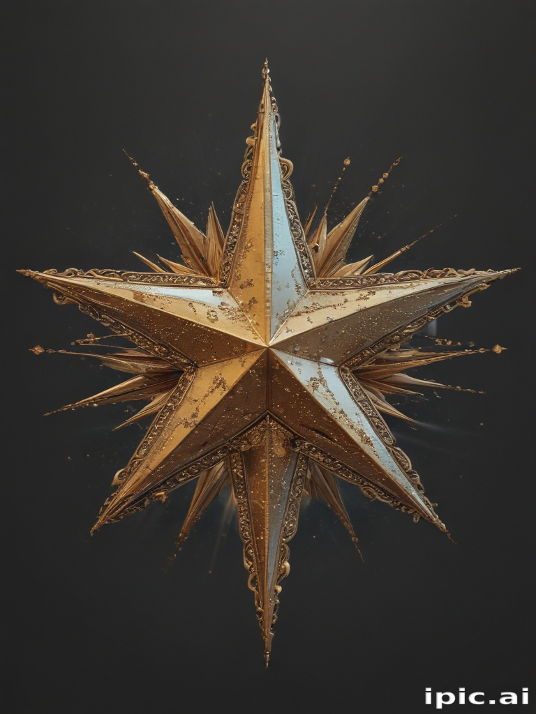 A Beautifully Crafted Golden Star with Intricate Details and Shimmering ...