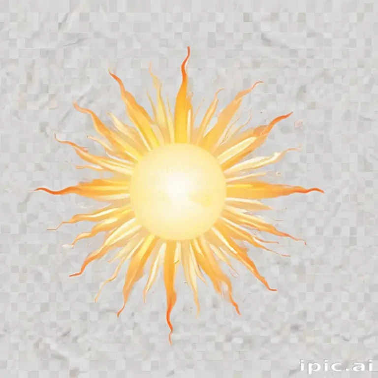 Radiant Sun with Fiery Rays Against a Light Textured Background
