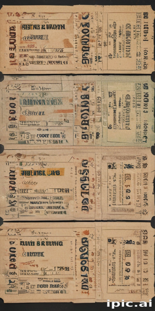 Collection of Vintage Tickets with Unique Designs and Handwritten Details