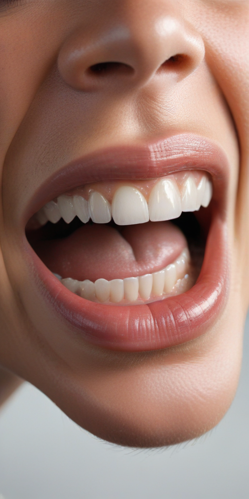 Close-Up of a Person's Mouth Displaying Bright, Healthy Teeth and Smile