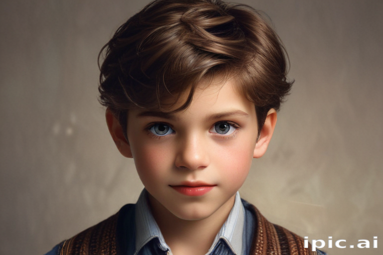 Portrait of a Young Boy with Striking Blue Eyes and Charming Smile