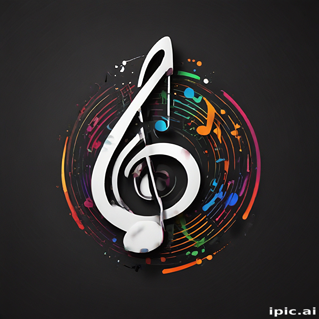Colorful Musical Notes Surrounding a Central Treble Clef Design ...
