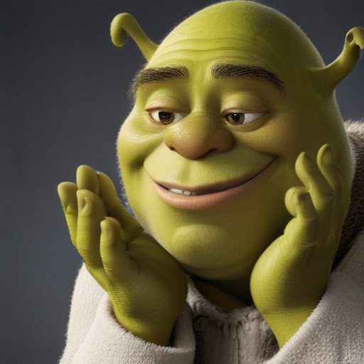 Shrek folding his hands to pray looking dripped out with the word bars ...