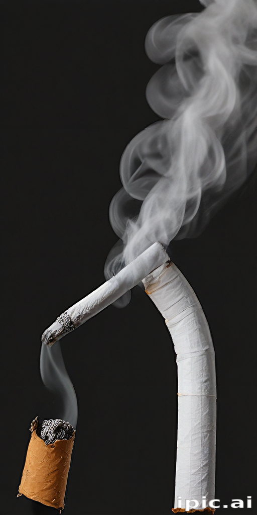 Artistic Representation of a Curved Cigarette with Spiraling Smoke Patterns