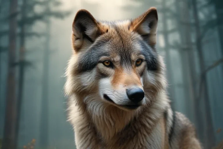 The Majestic Wolf Stands Proudly in a Serene Forest Environment