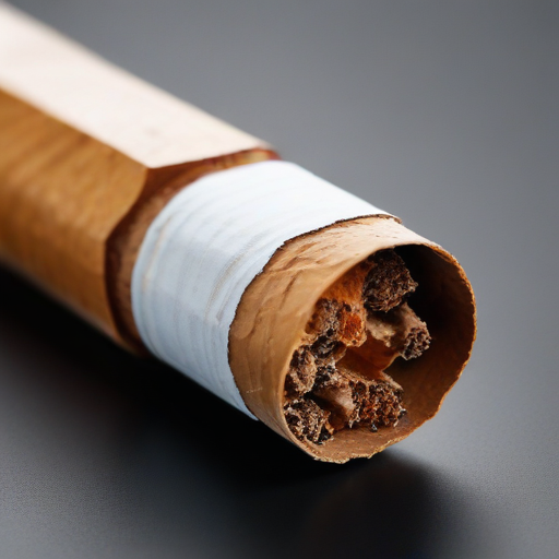 Close-Up of a Cut Cigarette Revealing Its Intricate Inner Components