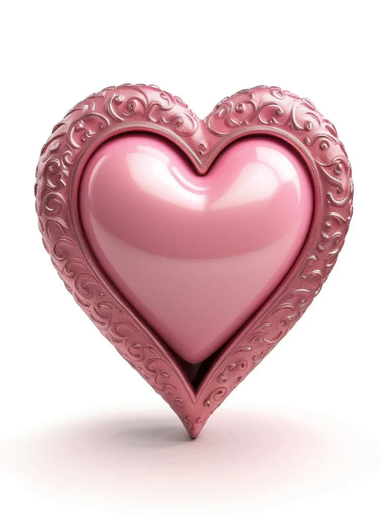 Beautifully Crafted Pink Heart with Elegant Swirls and Shiny Finish