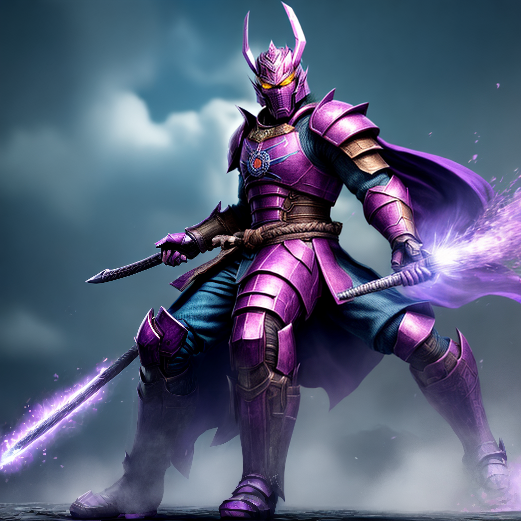 samurai using purple drago armour wallpaper