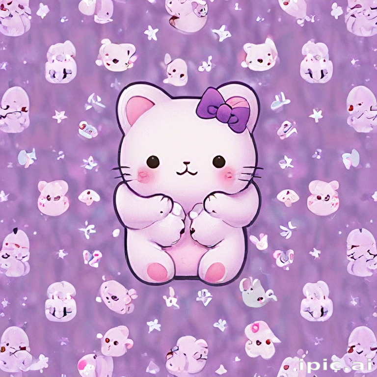 Adorable Purple Cat Character Surrounded by Cute Animal Illustrations ...