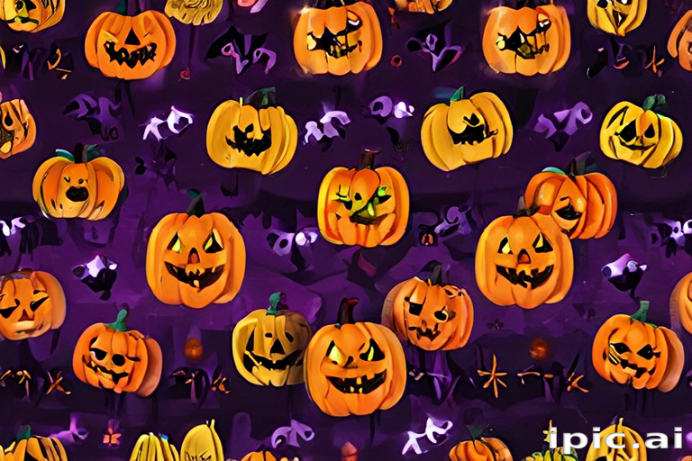 Colorful Collection of Jack-o'-Lanterns with Various Spooky Expressions ...