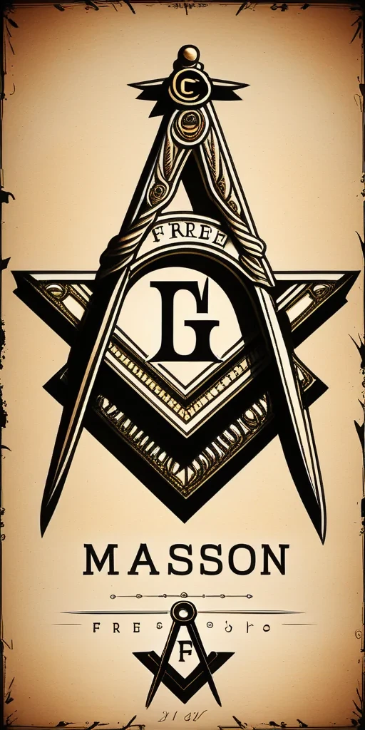 Symbolic Representation of Freemasonry Featuring the Name Masson and ...