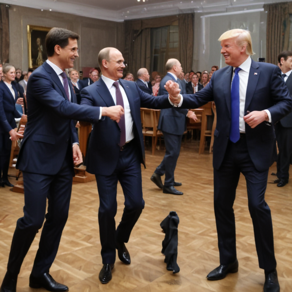 rutte dancing with putin and trump