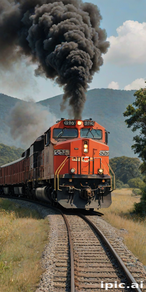 Vintage Train Chugging Along Scenic Tracks with Dramatic Smoke Emissions