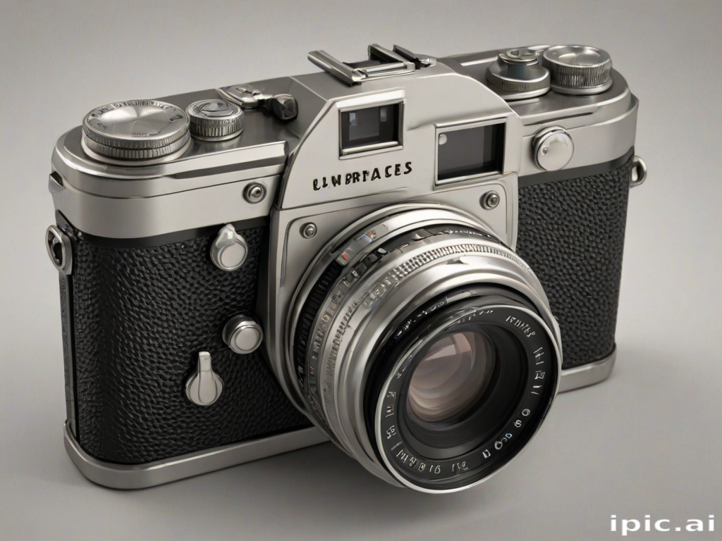 A Vintage Camera with Classic Design and Intricate Detailing on Display.