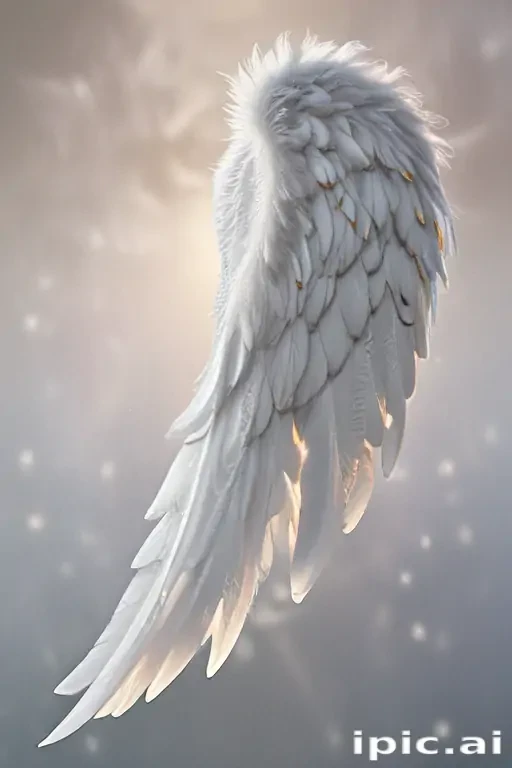 Majestic White Angel Wing Glowing Gently in a Dreamy Atmosphere