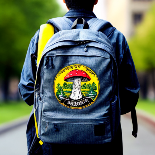 mushroom Brigade, logo, Coat of arms, backpack, knife