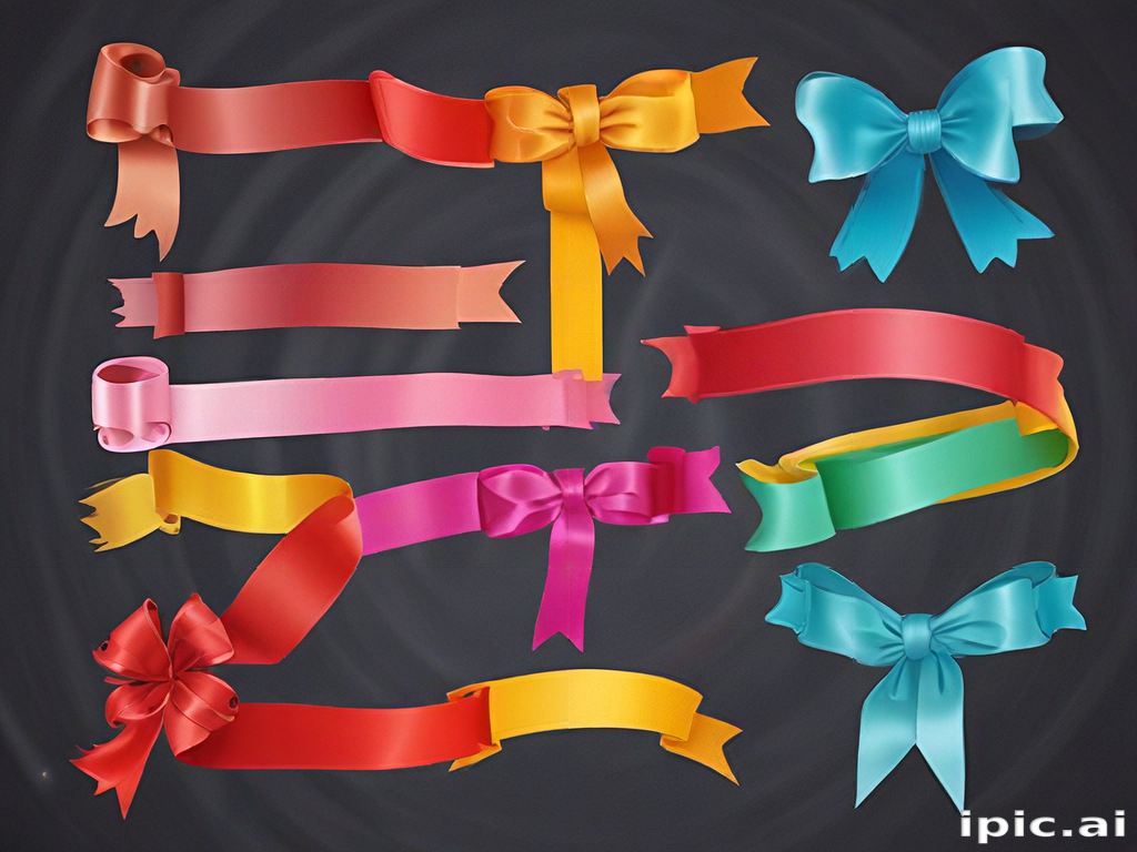 Colorful Collection of Decorative Ribbons and Bows for Creative Projects