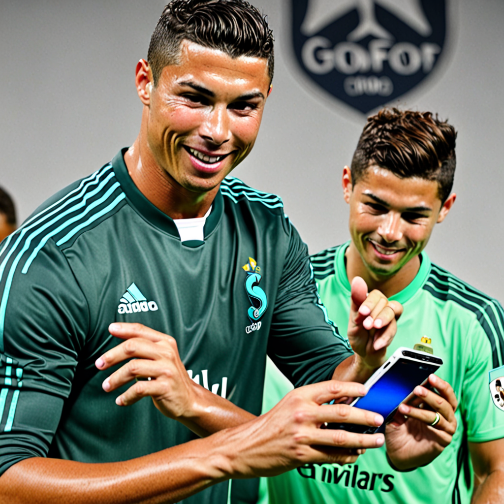 Ronaldo destroys a kid's phone.