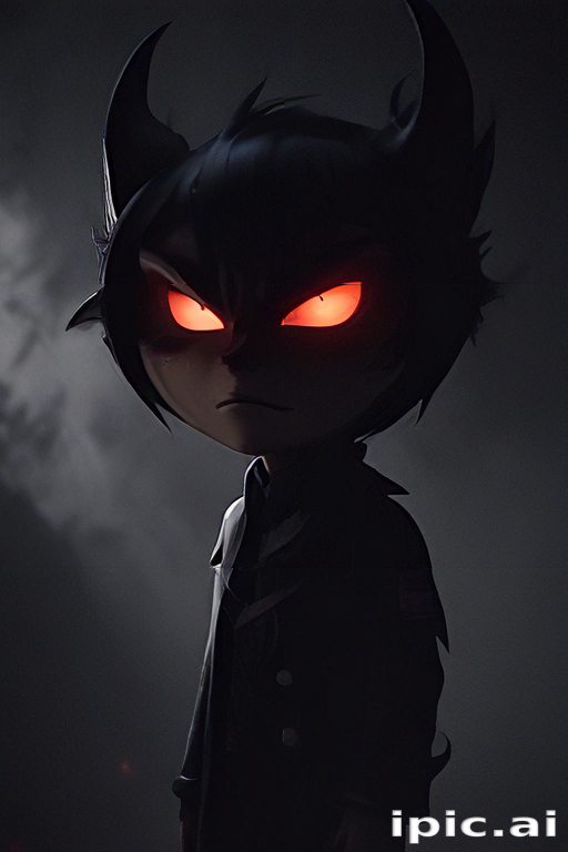 Shadowy Character with Glowing Eyes in a Mysterious Dark Setting