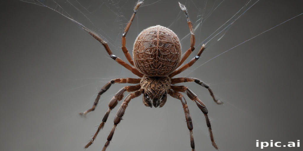 Close-Up Image of a Spider Creating Intricate Web Patterns in Nature