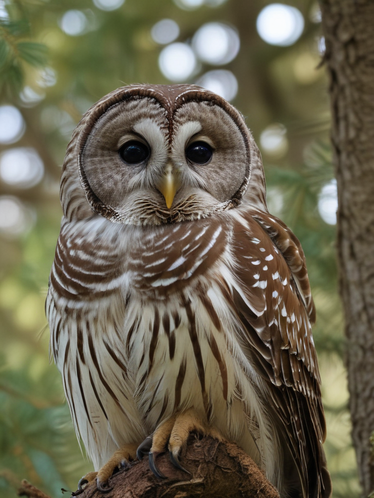 The Majestic Owl Perched Gracefully Amongst Lush Greenery in Nature