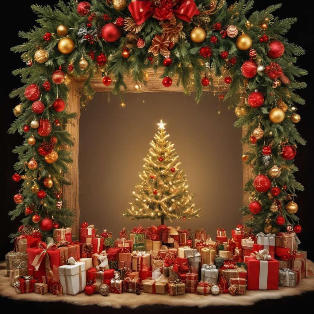 Enchanting Holiday Scene Featuring a Beautifully Decorated Christmas ...