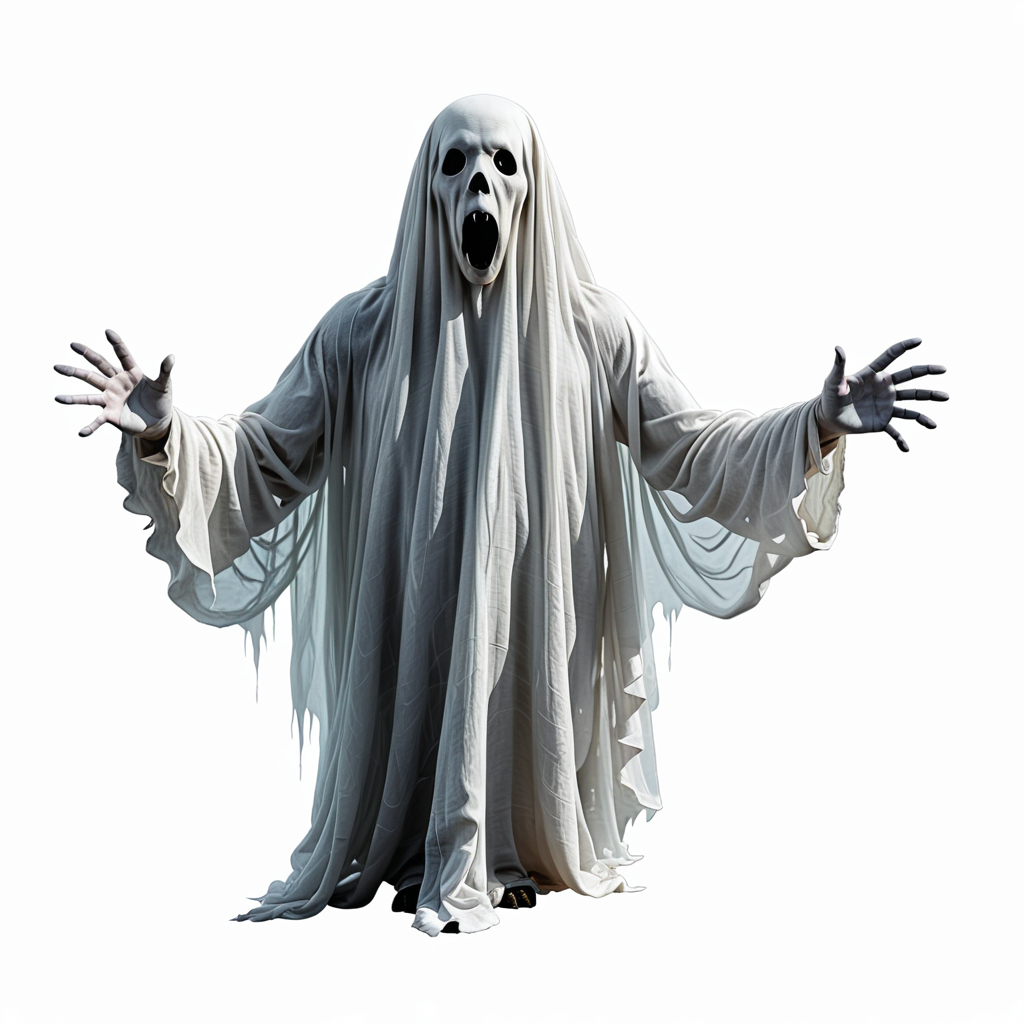 A Haunting Ghost Emerges from the Shadows with an Eerie Expression