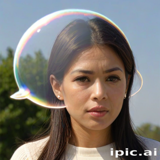 Portrait of a Woman with a Colorful Bubble Floating Above Her Head