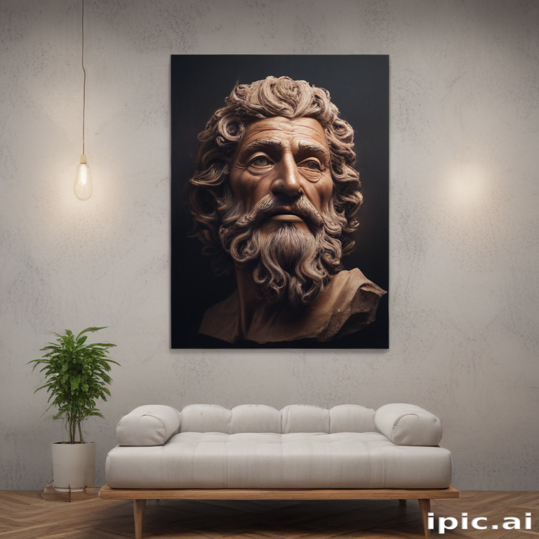 Majestic Sculptural Portrait of an Ancient Philosopher with Flowing Beard