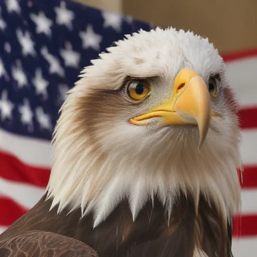 Majestic Bald Eagle Against the Backdrop of the American Flag