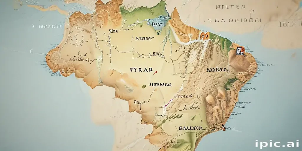 Detailed Map Highlighting Geographic Features and Regions of South America