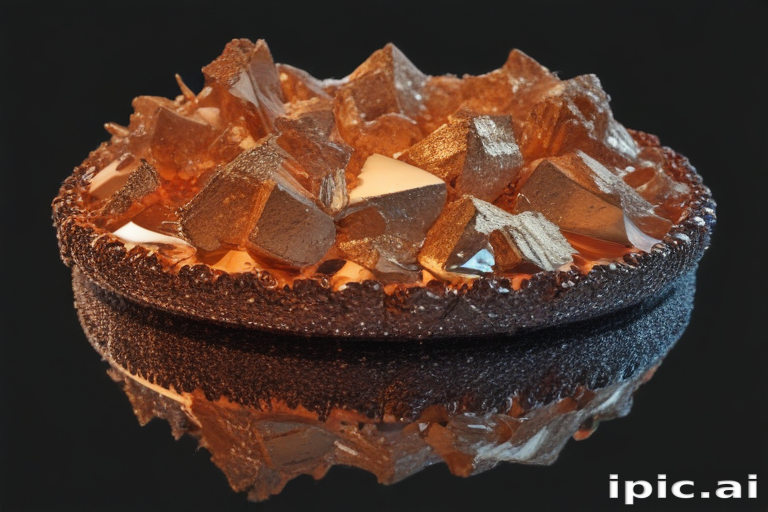 Intricate Arrangement of Metallic Crystals on a Reflective Surface Display