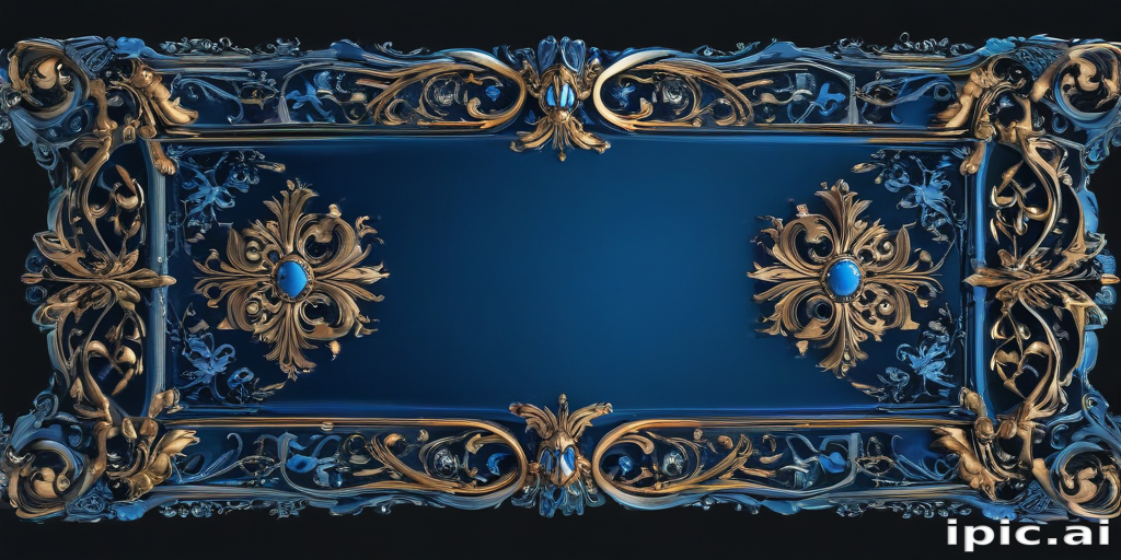 Elegant Ornate Frame with Intricate Gold and Blue Decorative Elements