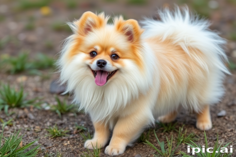 A Happy Pomeranian Dog Enjoying a Beautiful Day Outdoors in Nature