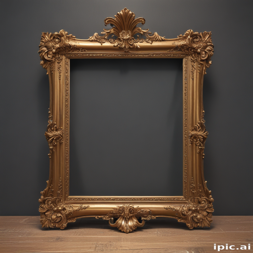 Elegant Ornate Picture Frame with Intricate Design Against a Dark ...