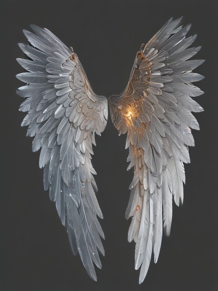 Beautifully Crafted Silver Wings Displaying Intricate Feather Details ...