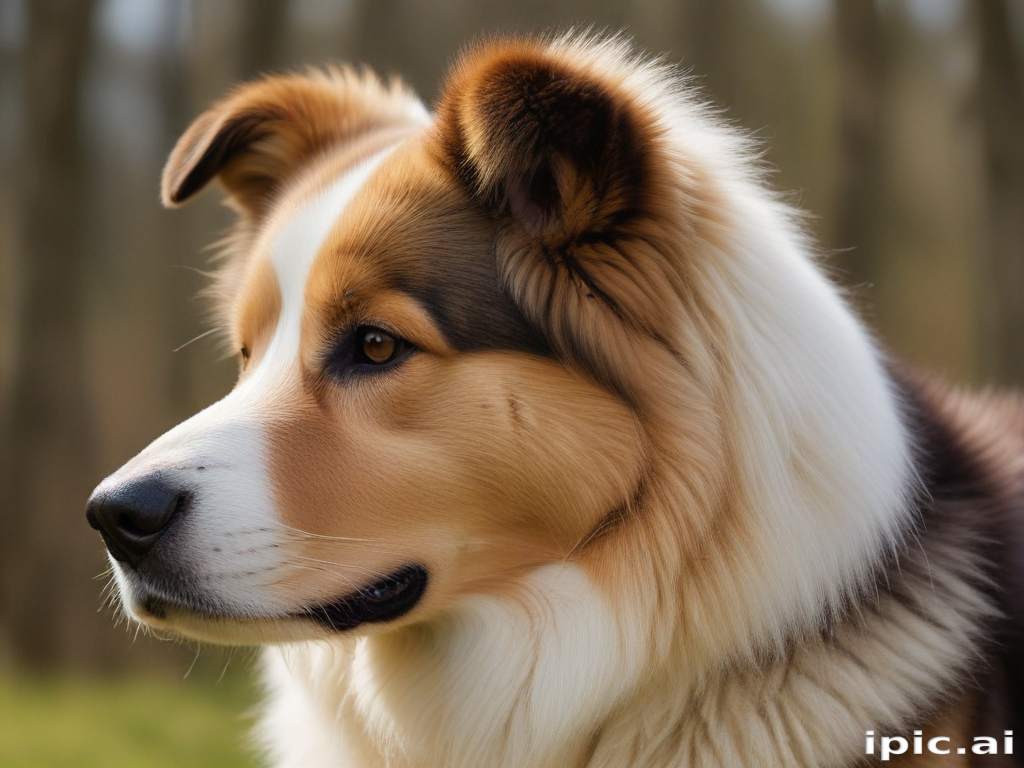 A Beautiful Dog with Fluffy Fur in a Natural Outdoor Setting.