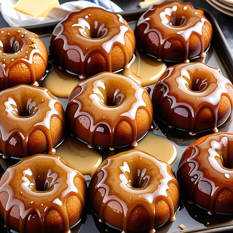 Deliciously Glazed Mini Bundt Cakes Drizzled with Sweet Caramel Sauce