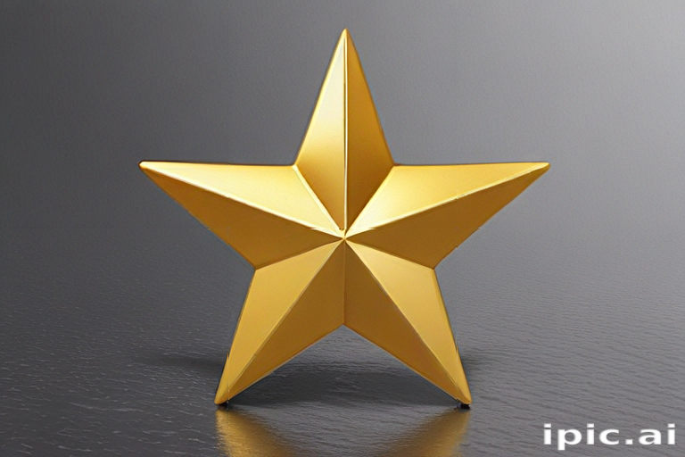 A Shiny Golden Star Standing Proudly on a Smooth Surface.