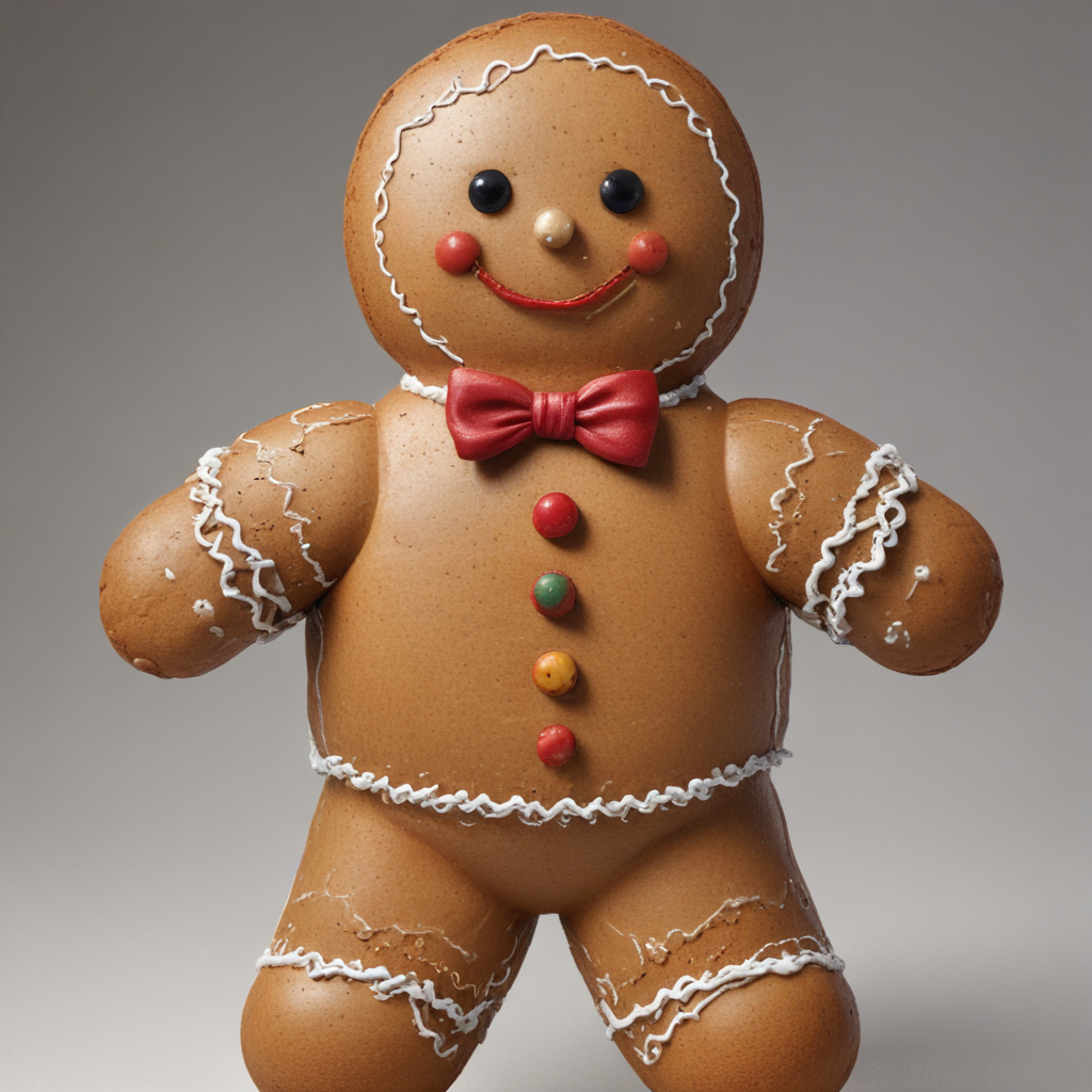 A Cheerful Gingerbread Man Smiling Brightly with Colorful Decorations ...