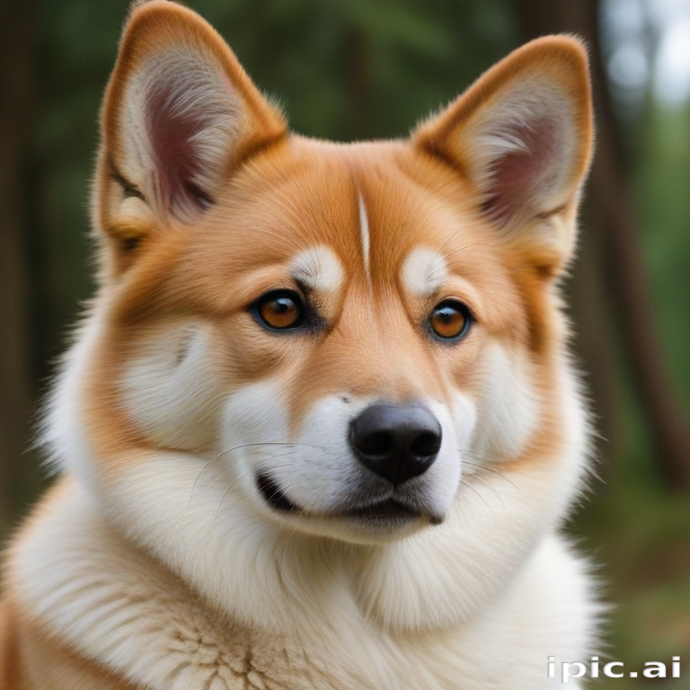 A Majestic Corgi with Fluffy Fur and Expressive Brown Eyes in Nature.