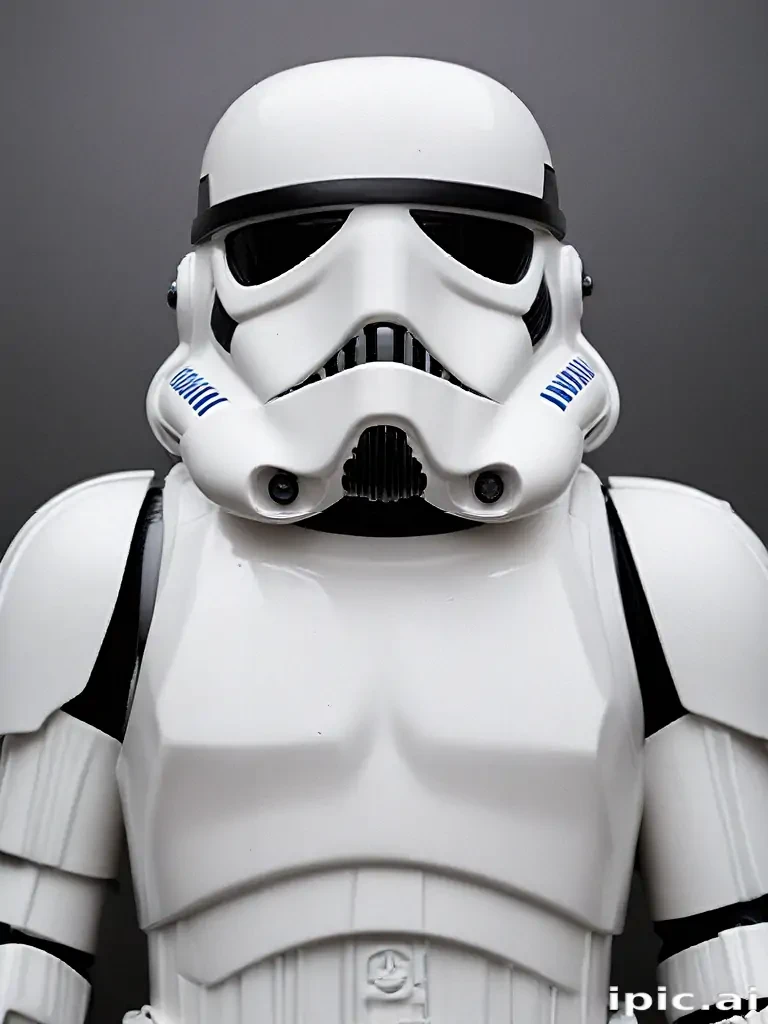 Classic Stormtrooper Figure Displayed Against a Minimalist Grey Background