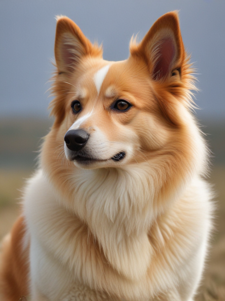 A Beautiful Dog with Fluffy Fur and Captivating Eyes in Nature.