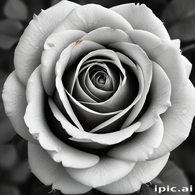 Close-Up View of a Beautifully Detailed Black and White Rose Blossom