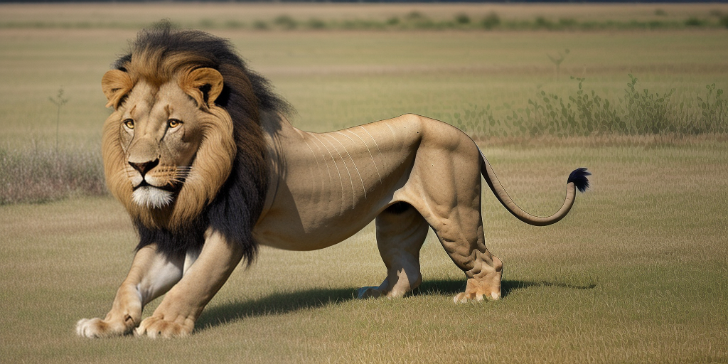 Majestic Lion with a Stunning Mane Posed Against a Wooden Background