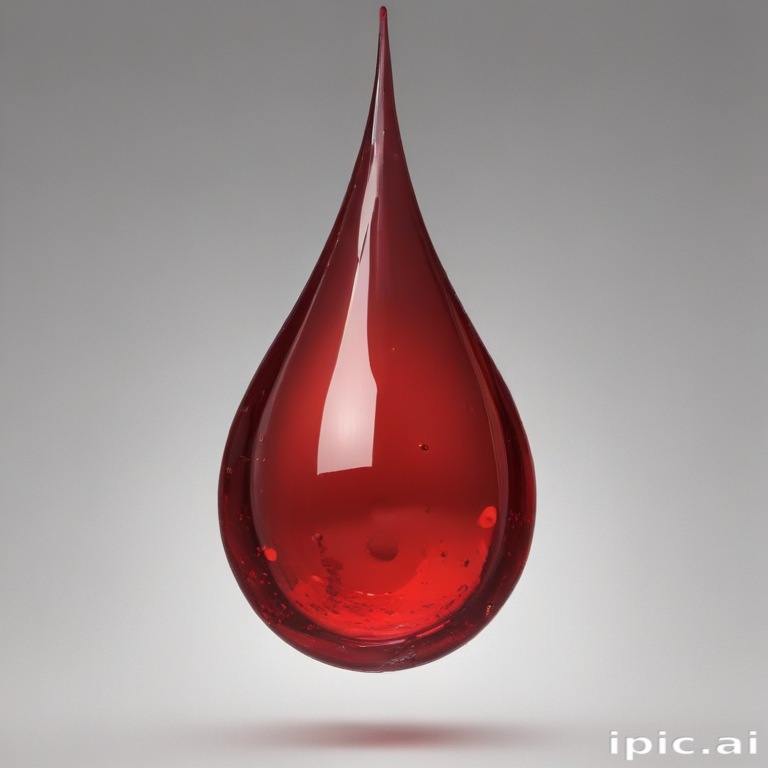 Graceful Red Liquid Drop Suspended in Mid-Air, Captivating and Elegant.